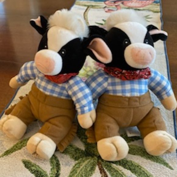 Enesco | Toys | Nwt Set Of 2 Twin Marys Moo Moos Stuffed Cows Blue ...